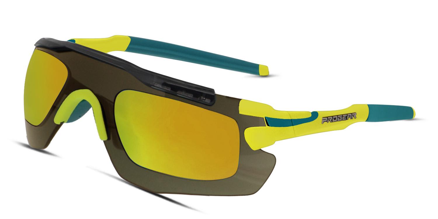 Progear Sprinter S-1284 Brown/Clear/Yellow/Teal Prescription Sunglasses