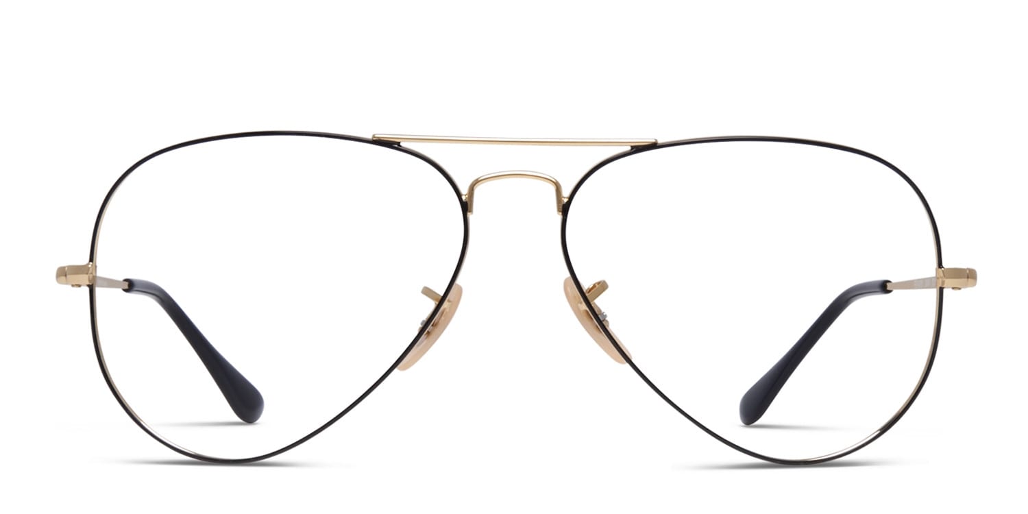 Ray-Ban RX6489 Aviator Black w/Gold Eyeglasses | Includes Free Rx ...