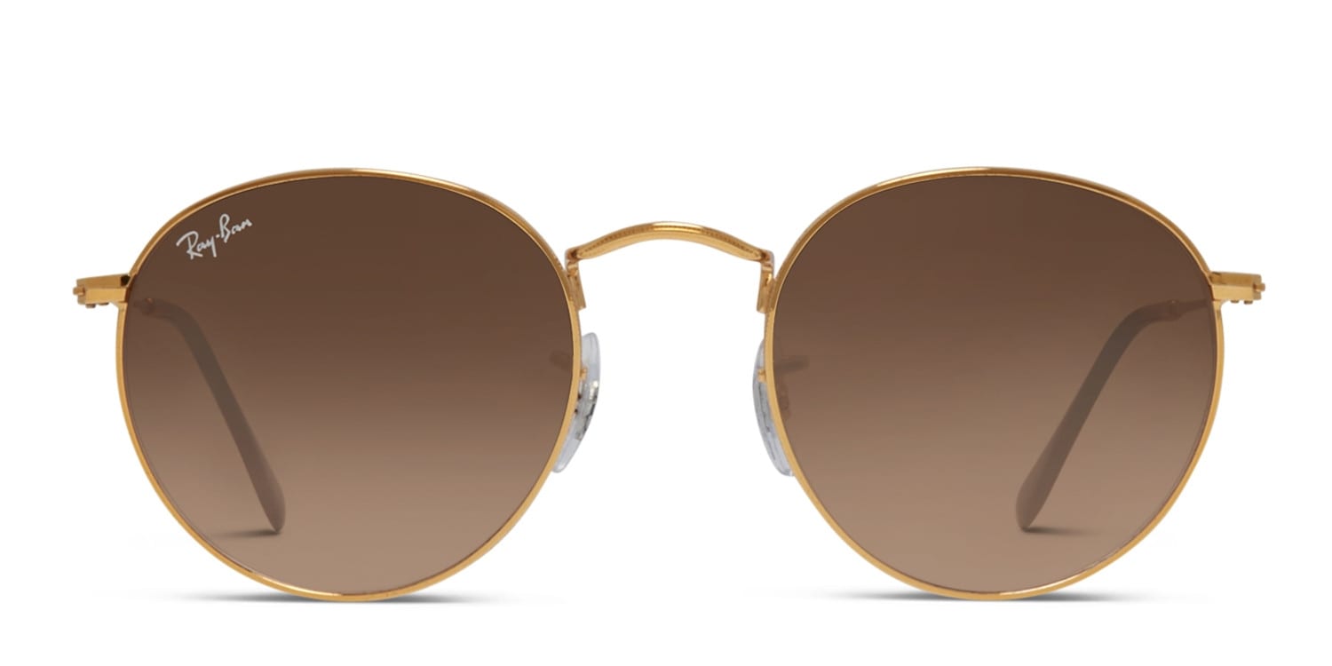 Ray-Ban RB3447 Round Metal Gold/Bronze/Brown Prescription Sunglasses