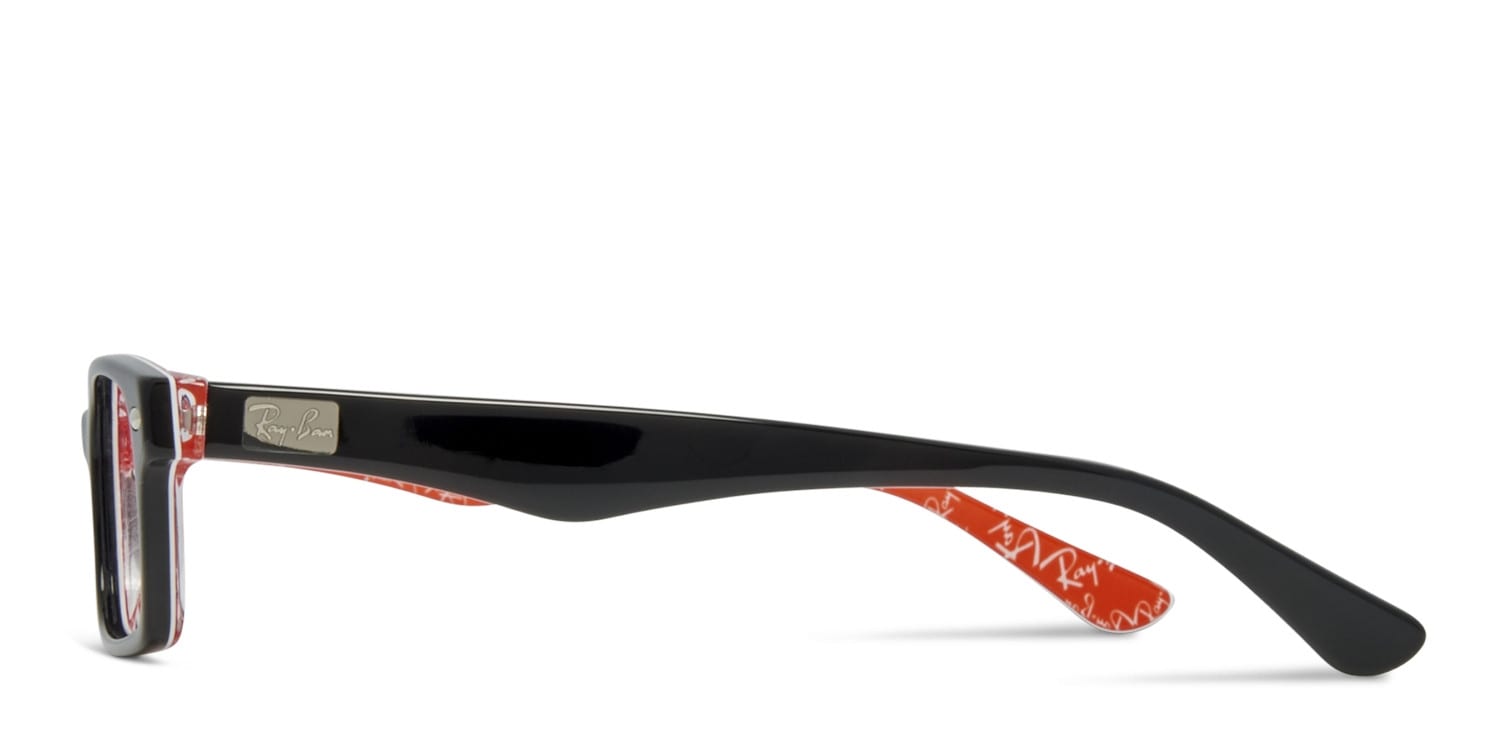 Ray-Ban 5206 Black w/Red Prescription Eyeglasses