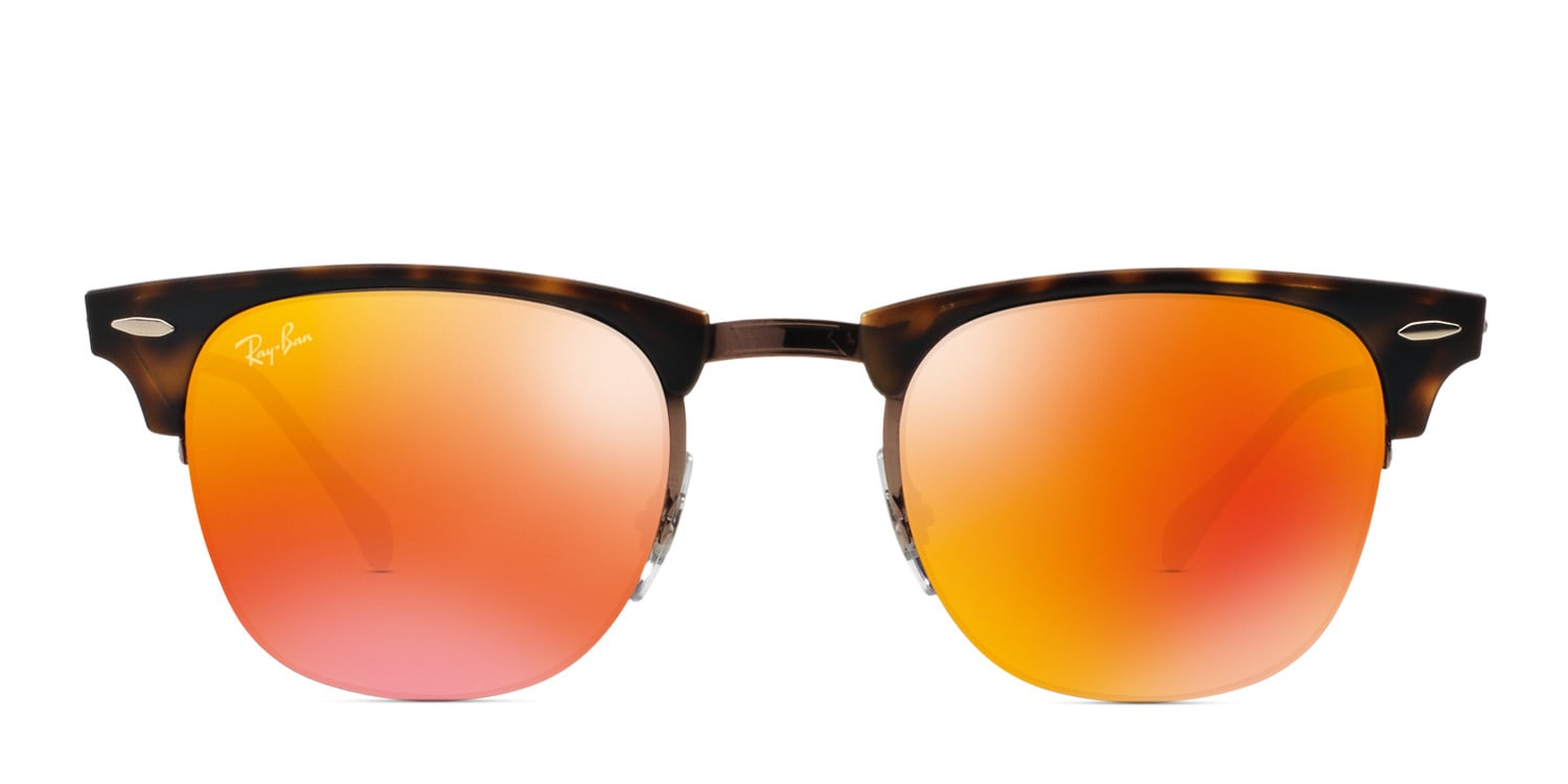 Ray-Ban 8056 Clubmaster Shiny Brown w/Orange Prescription Sunglasses ...