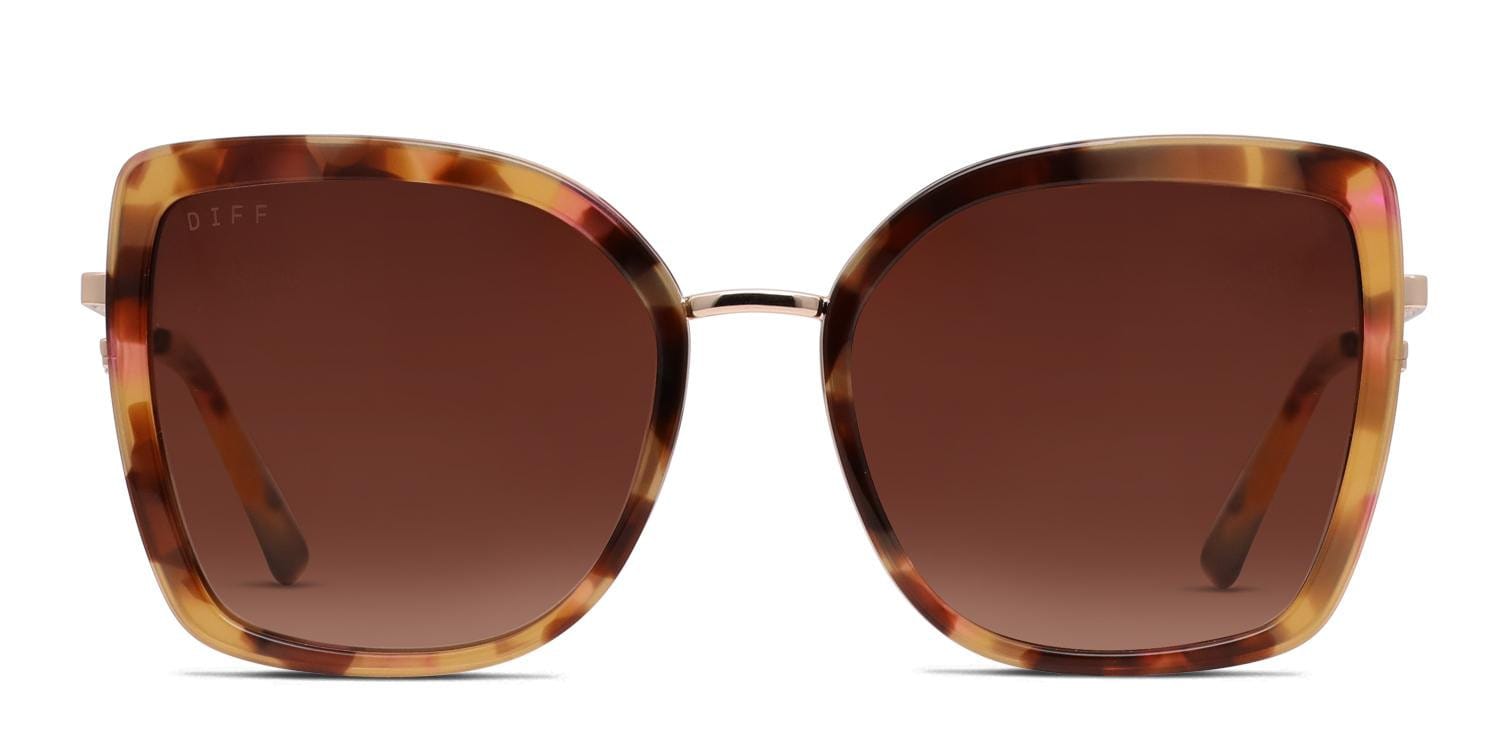 Diff Clarisse Tortoise/Pink/Gold Prescription Sunglasses