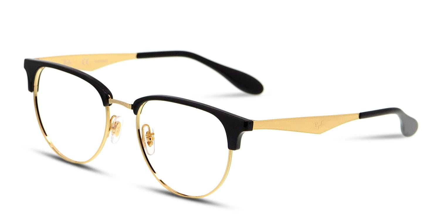 Ray-Ban 6396 Shiny Black w/Gold Prescription Eyeglasses