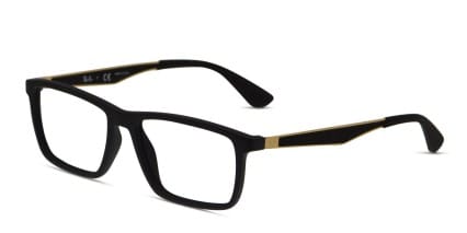 Ray-Ban RX7056 Black/Gold Eyeglasses | Includes Free Rx Lenses ...