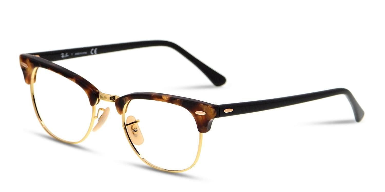 Ray-Ban 5154 Clubmaster Tortoise/Gold w/Black Prescription Eyeglasses