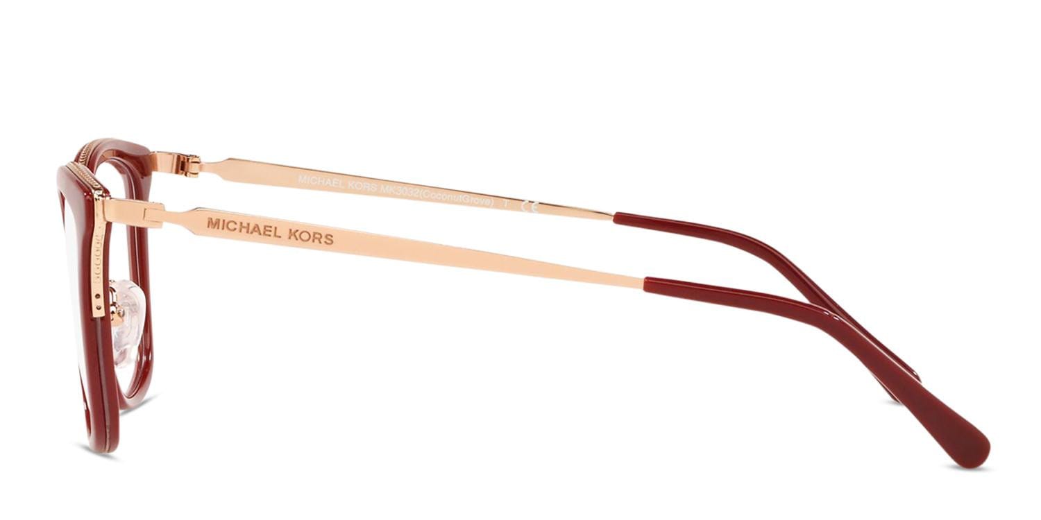 Michael Kors MK3032 Coconut Grove Red/Rose Gold Prescription Eyeglasses