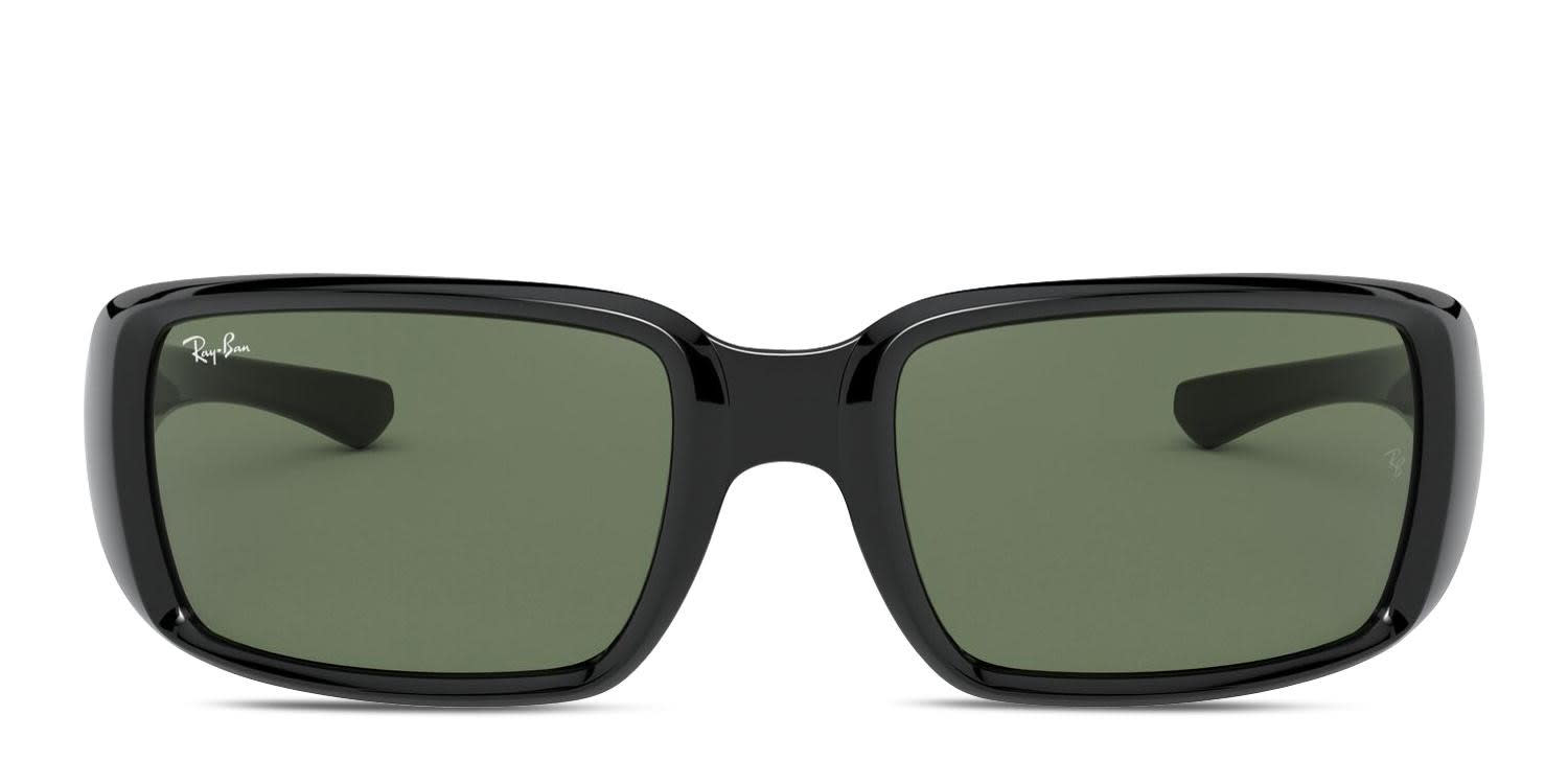 Ray-Ban RB4338 Shiny Black, Green Prescription Sunglasses - 50% Off Lenses