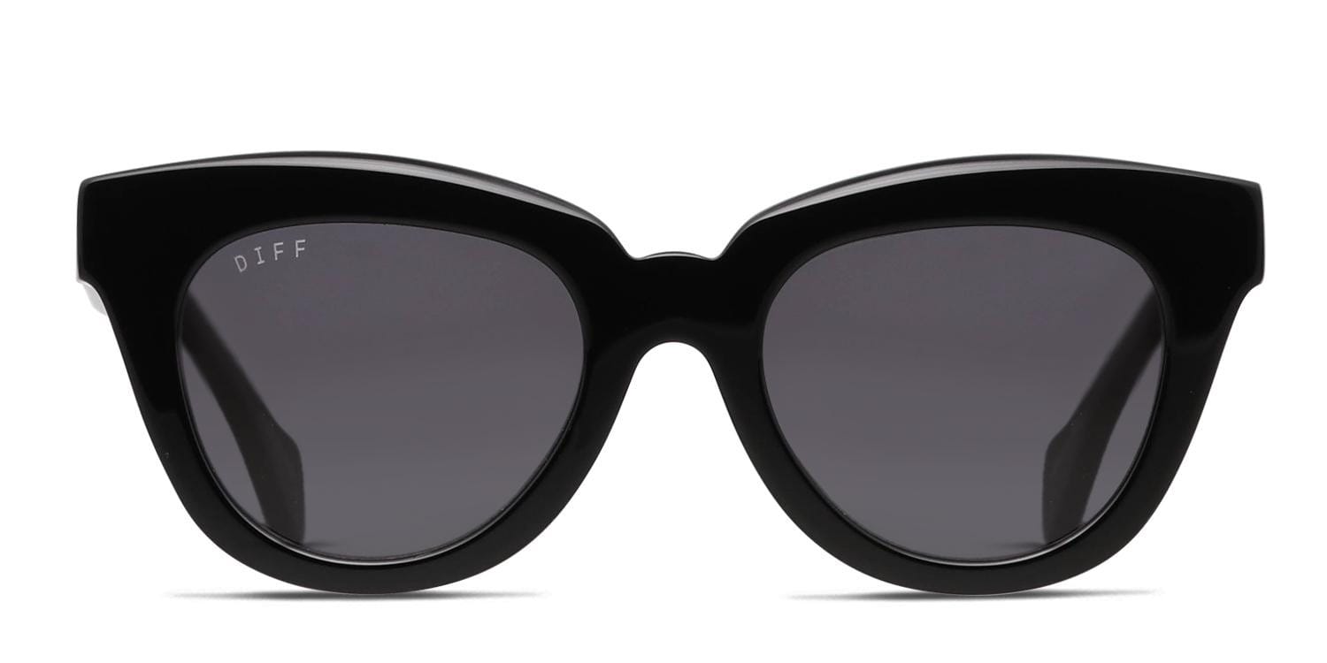 Diff Jagger Shiny Black Prescription Sunglasses - 50% Off Lenses