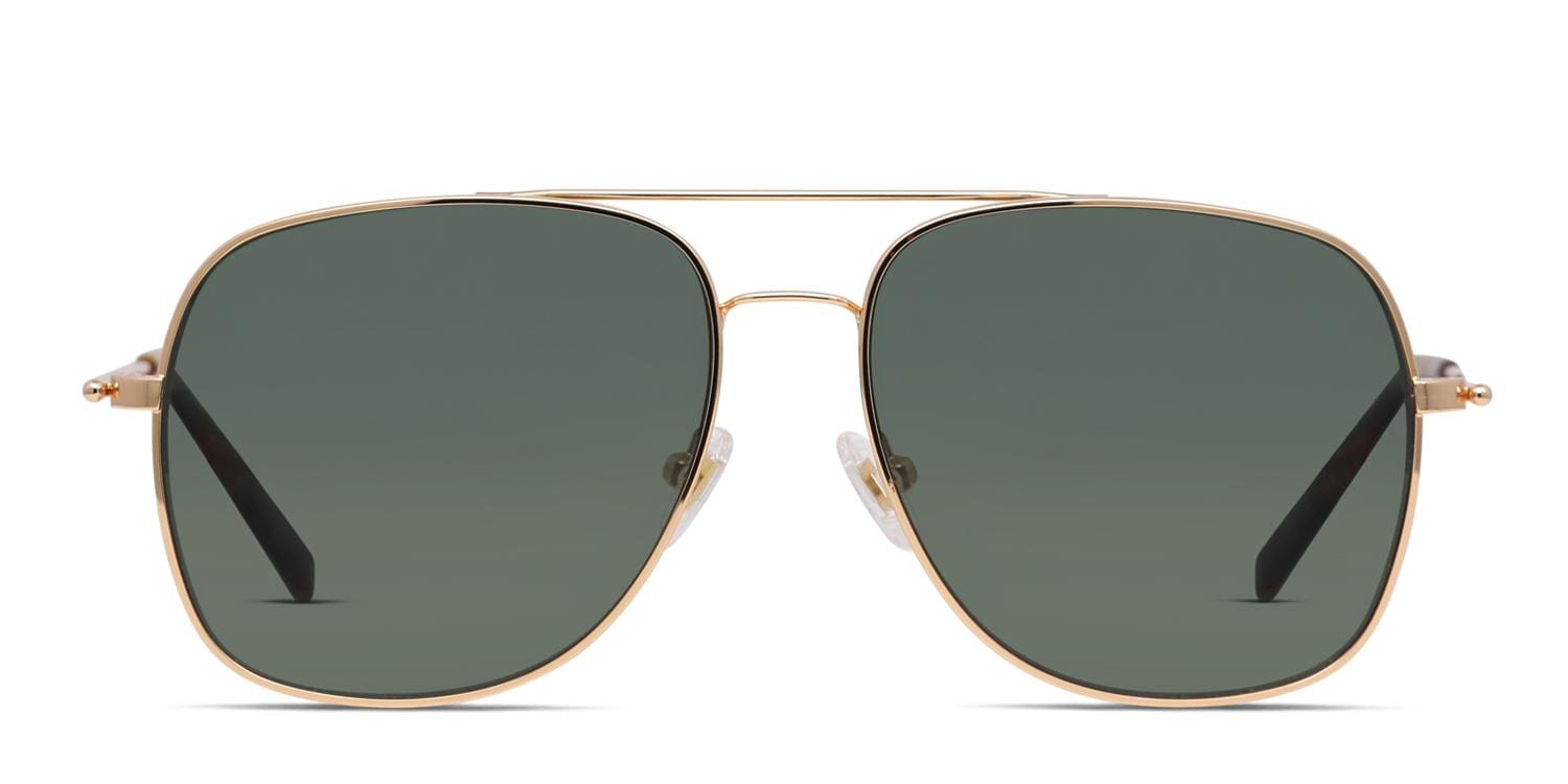 Diff Brooklyn Gold, Green Prescription Sunglasses - 50% Off Lenses