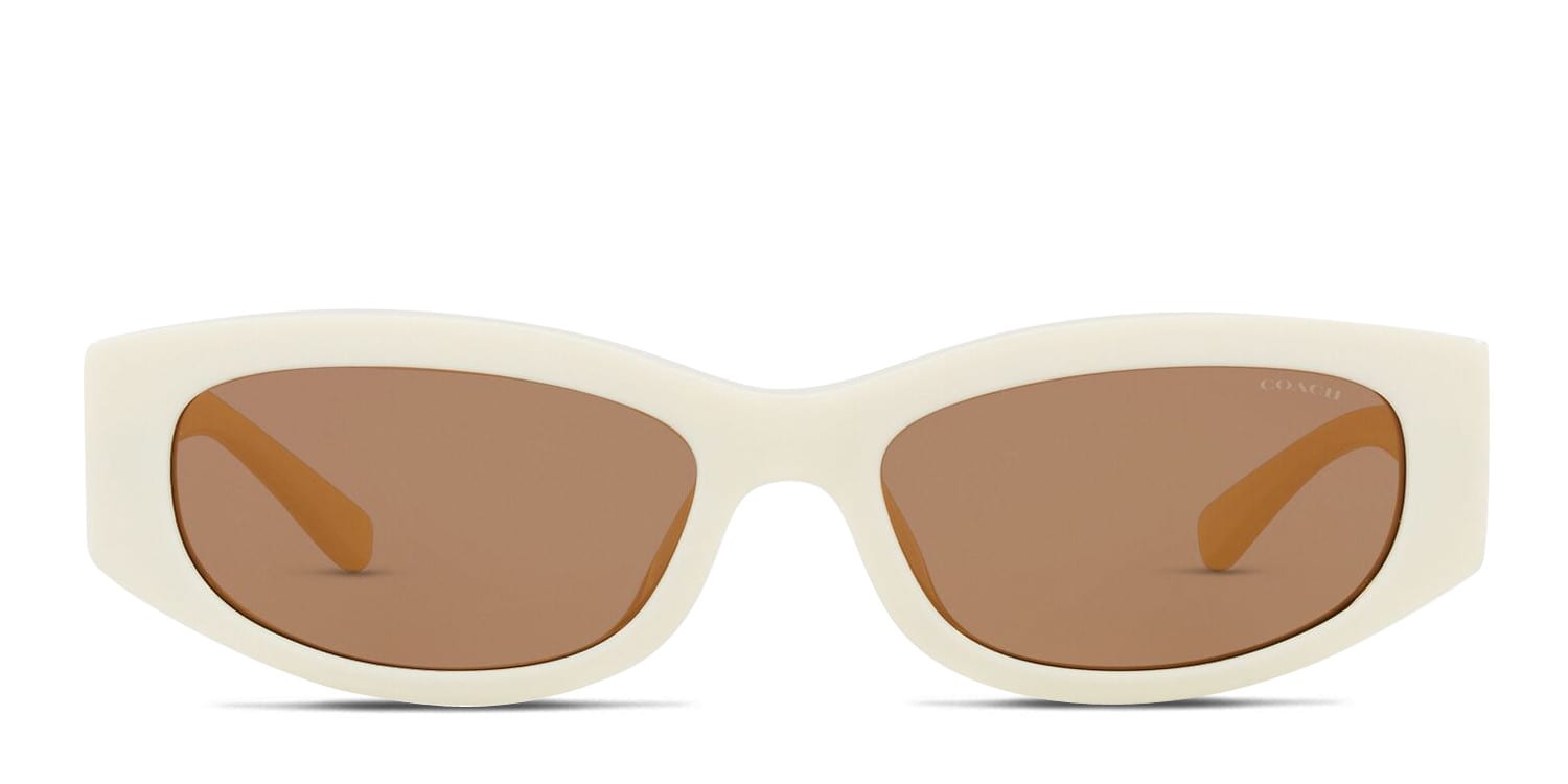 Coach HC8302BU white frame with solid amber brown lenses. Lenses ...