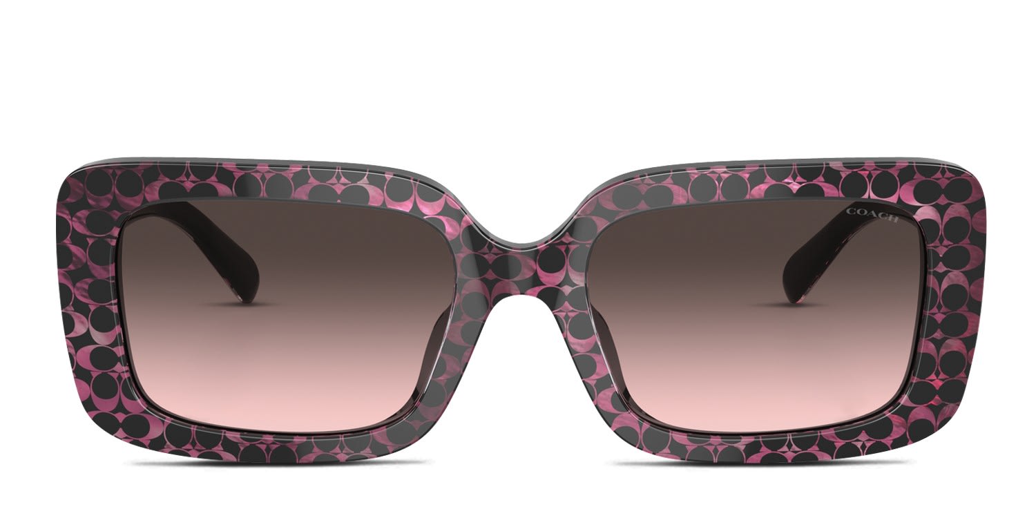 Coach HC8380U red frame with grey rose gradient lenses. Lenses provide ...