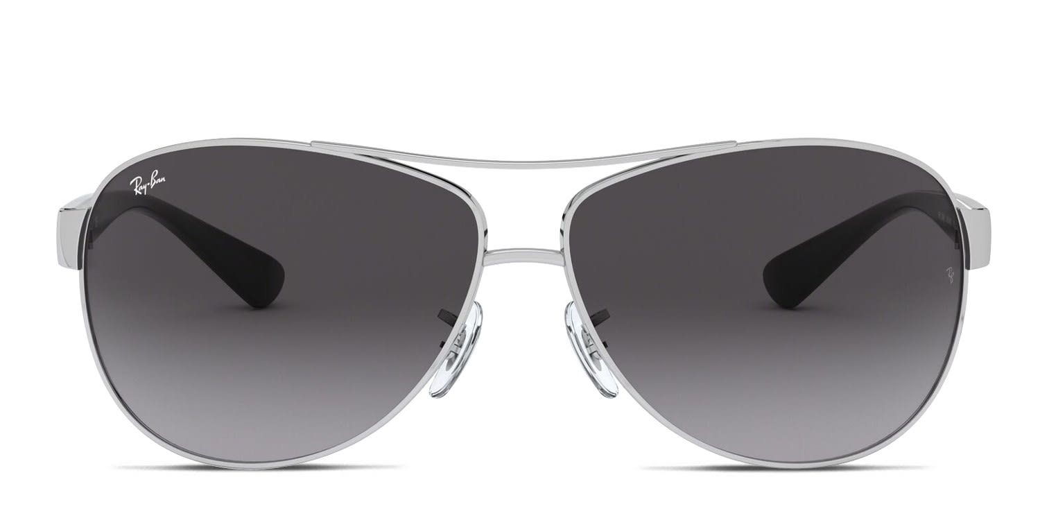 Ray-Ban RB3386 Silver frame with light grey gradient dark grey lenses ...