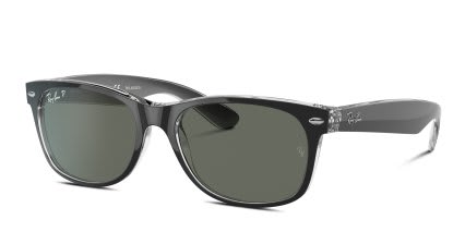 Ray-Ban RB2132 New Wayfarer Black, Clear, Green Sunglasses