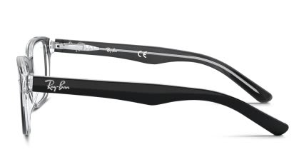Ray-Ban RY1555 Kids Shiny Black, Clear Prescription Eyeglasses