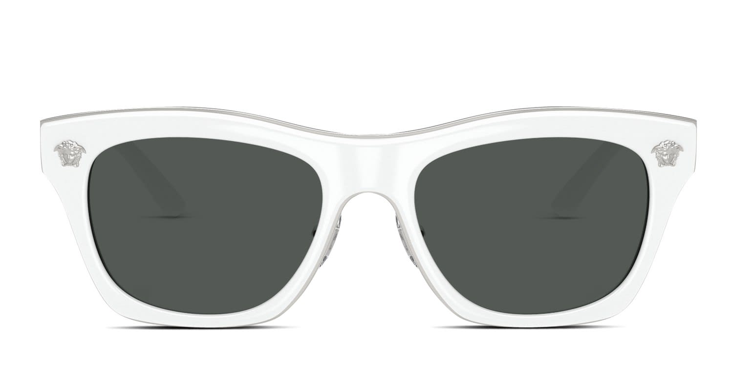 Versace VE2272 white frame with dark grey lenses. Lenses provide 100% ...