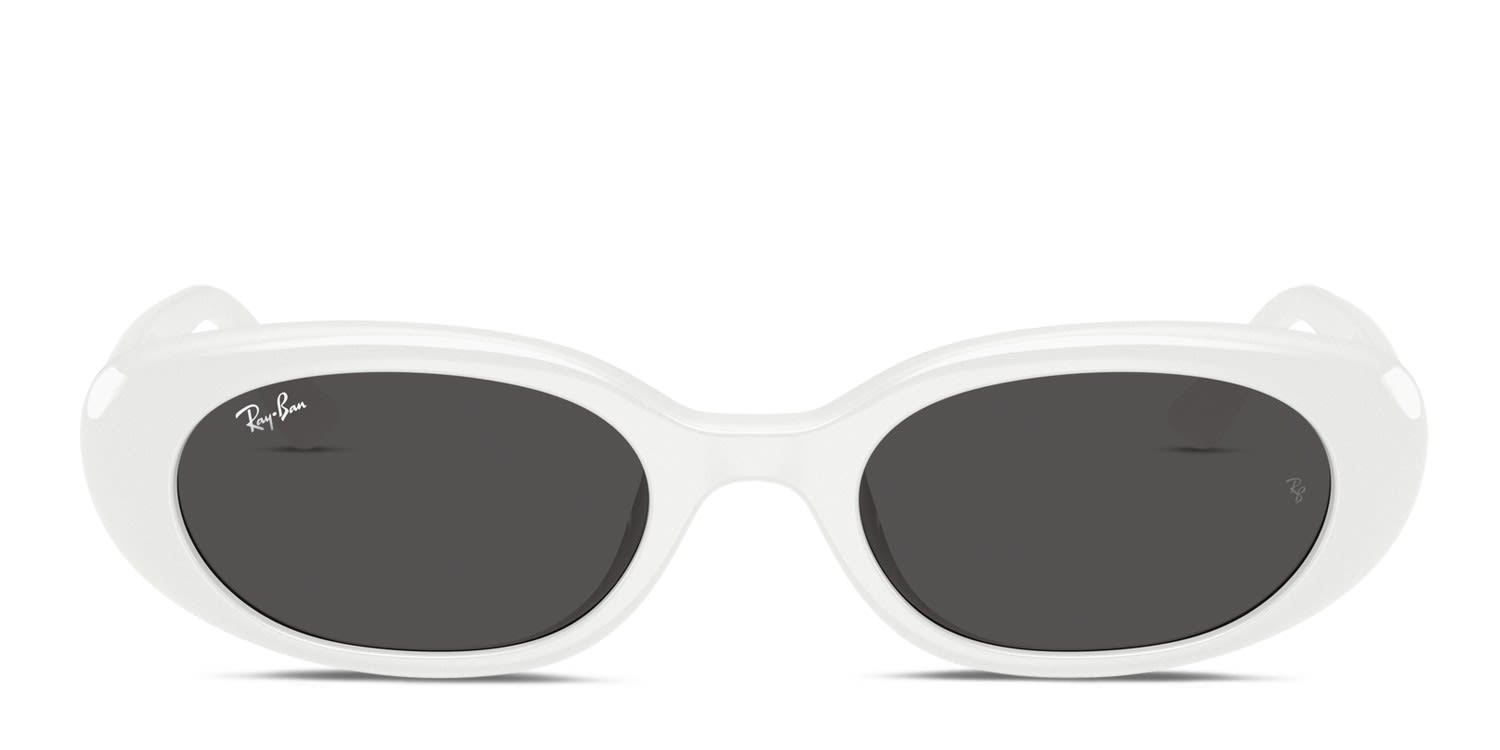 Ray-Ban RB4441D white frame with dark brown lenses. Lenses provide 100% ...