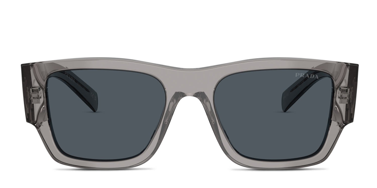 Prada PR10ZS clear frame with dark grey lenses. Lenses provide 100% UV ...