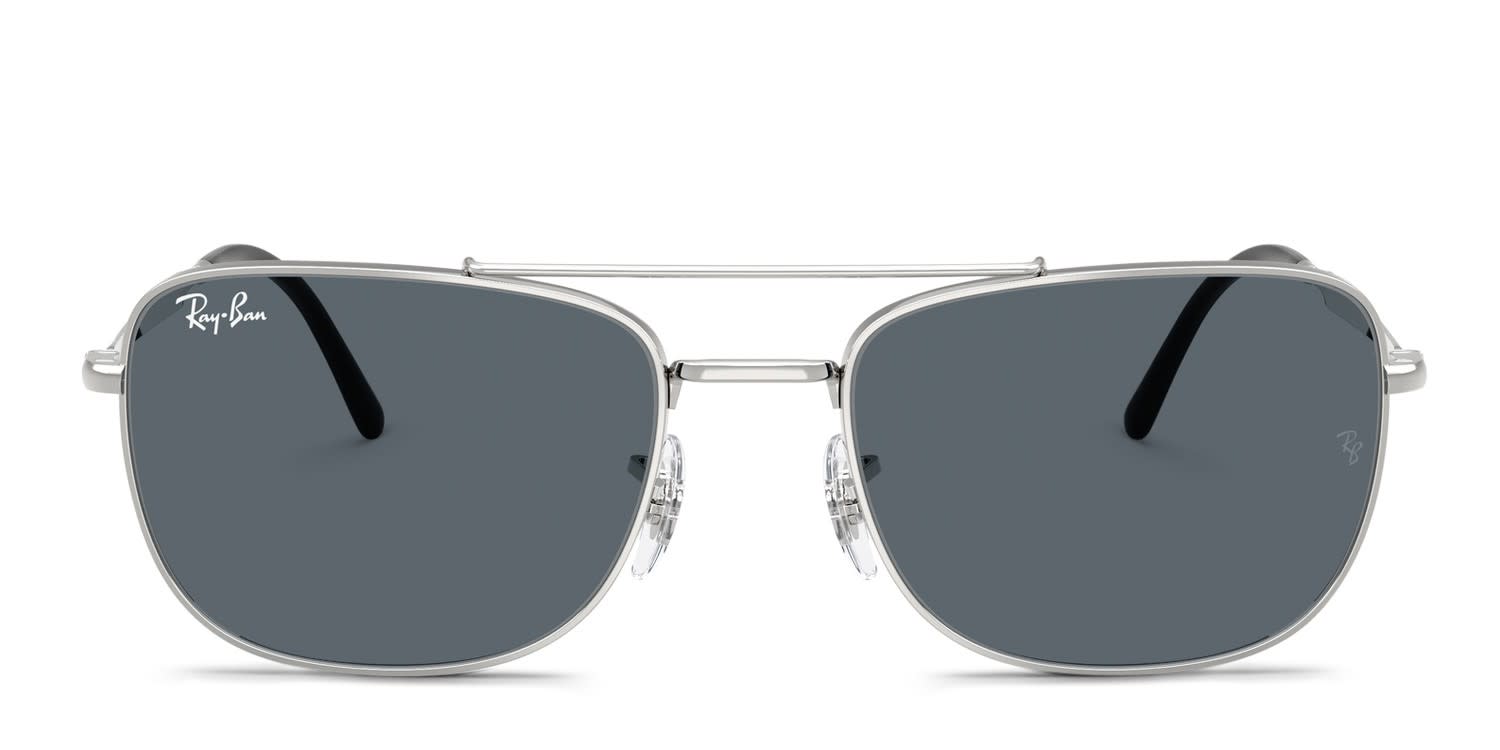 Ray-Ban RB3755 silver frame with blue lenses. Lenses provide 100% UV ...