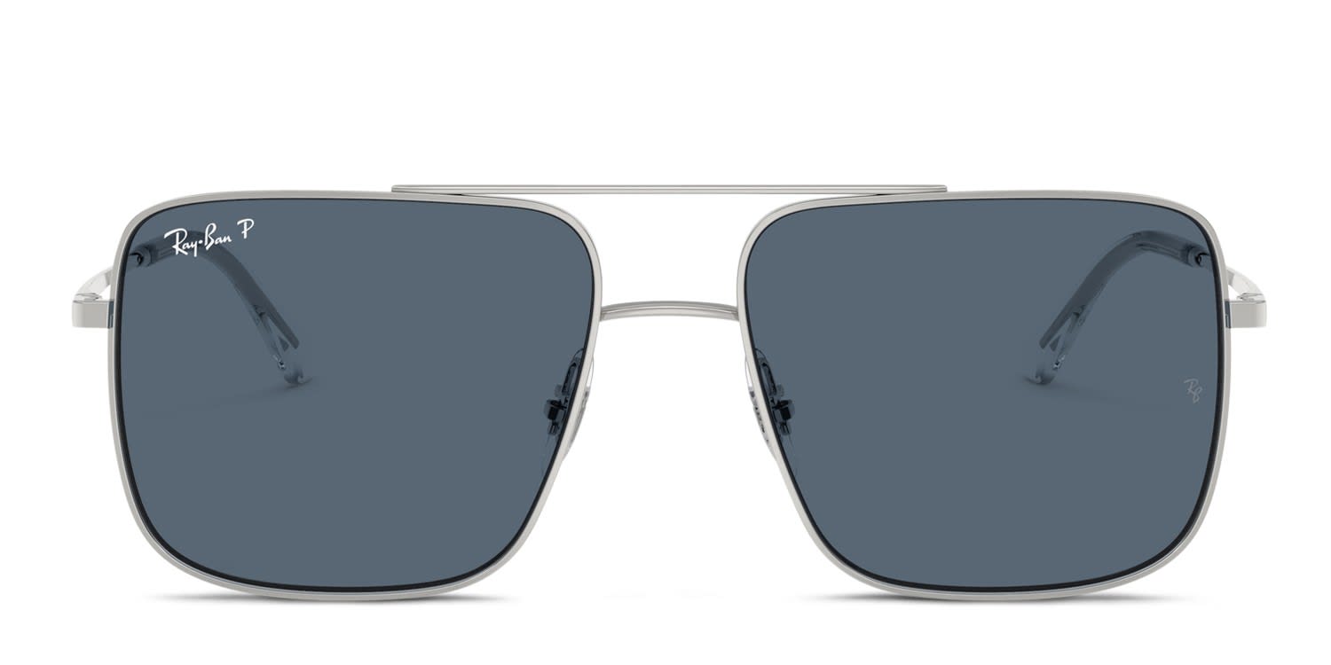 Ray-Ban RB3758 Ari silver frame with blue polarized lenses. Lenses ...