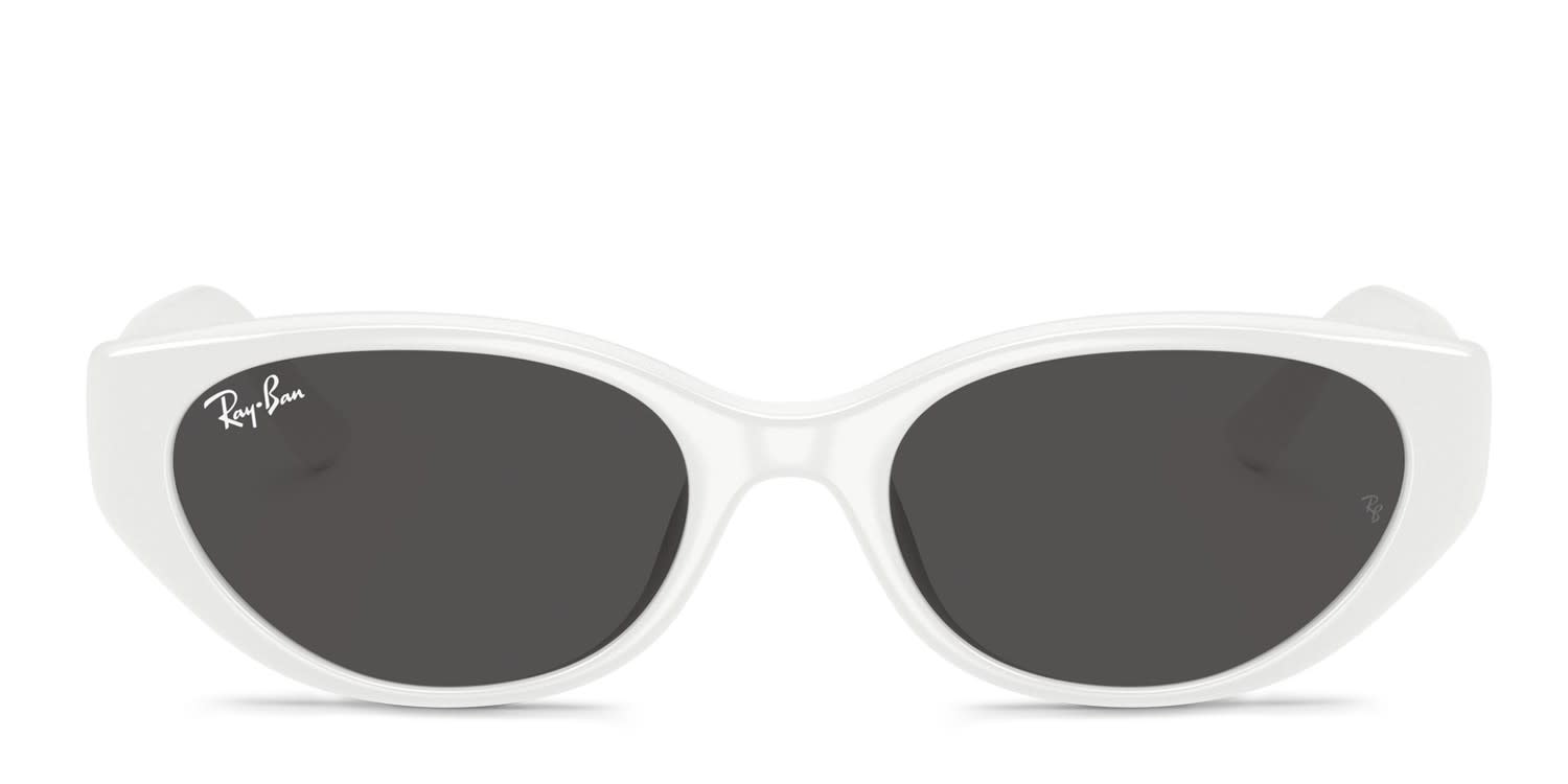 Ray-Ban RB4457D white frame with dark grey lenses. Lenses provide 100% ...