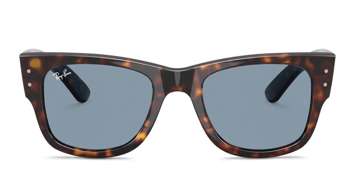 Ray-Ban RB0840S Mega Wayfarer tortoise frame with blue lenses. Lenses ...