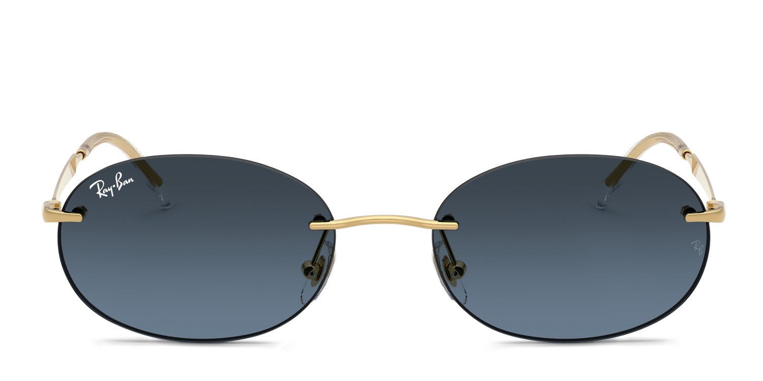 Ray-Ban RB3767 gold frame with blue gradient dark grey lenses. Lenses ...