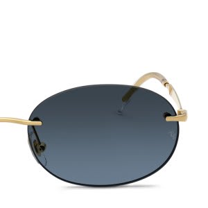 Ray-Ban RB3767 gold frame with blue gradient dark grey lenses. Lenses ...