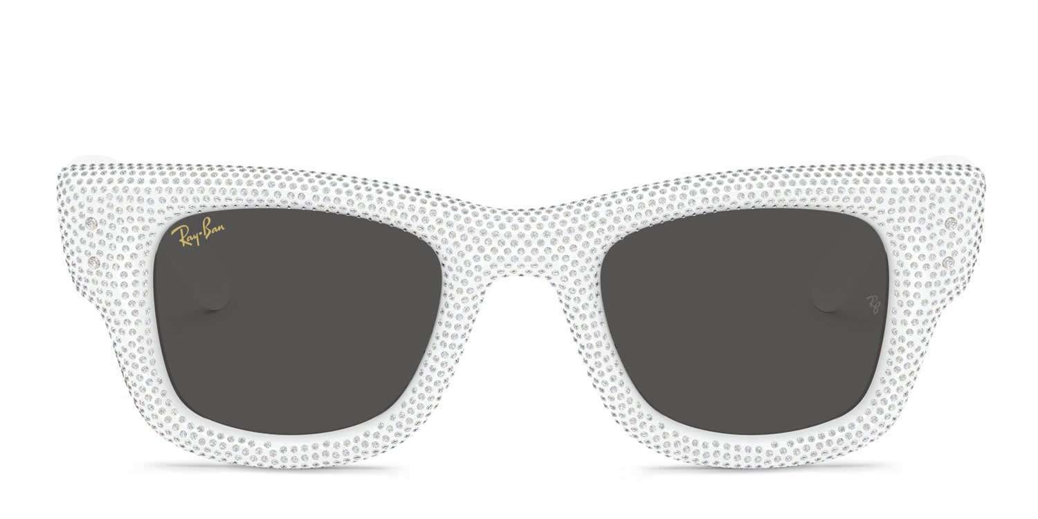 Ray-Ban RB4940BP Wayfarer Puffer white frame with dark grey lenses ...