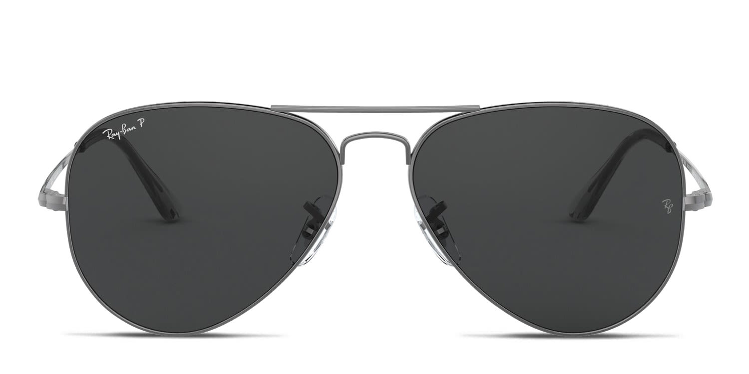 Ray-Ban RB3689 Aviator Metal II gunmetal frame with black lenses