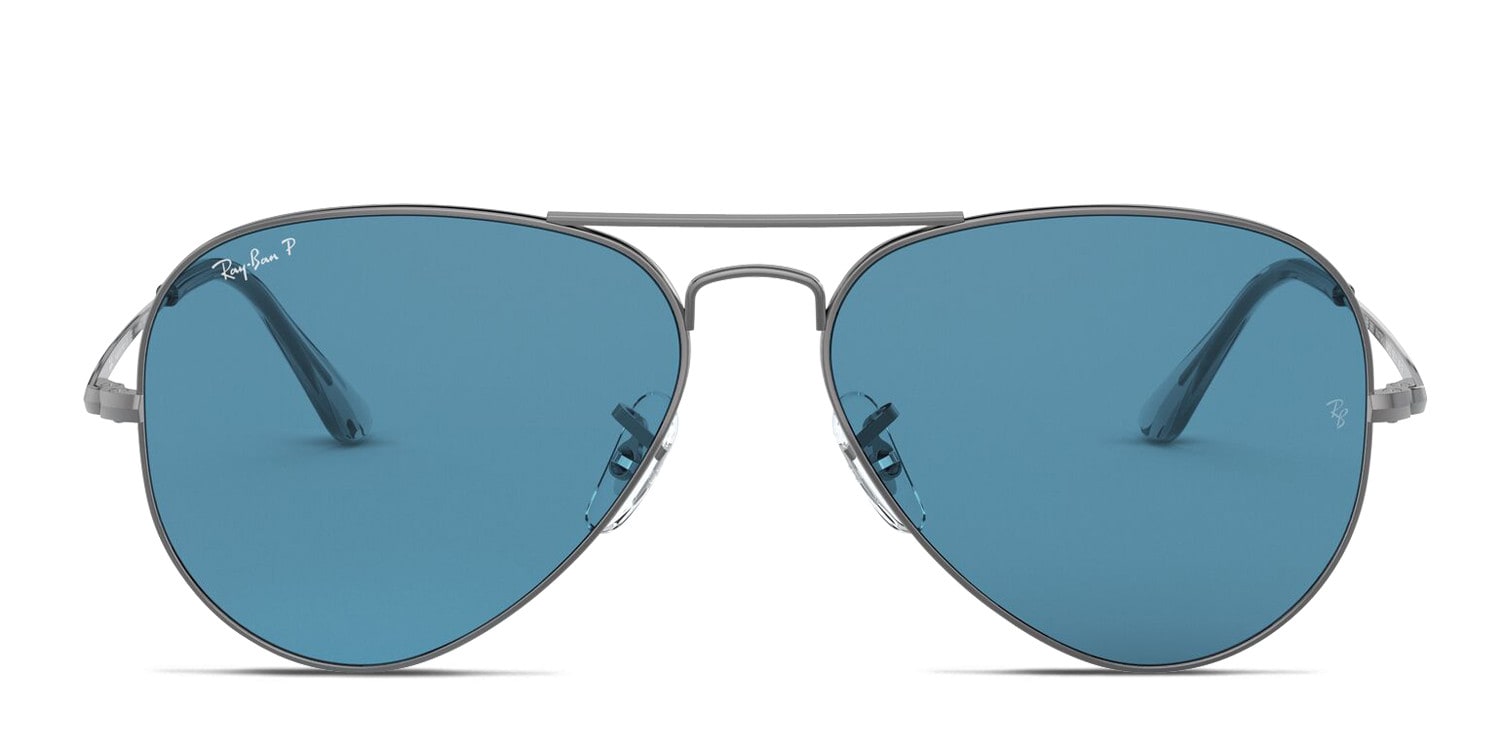 Ray-Ban RB3689 Aviator Metal II Gunmetal, Blue Sunglasses