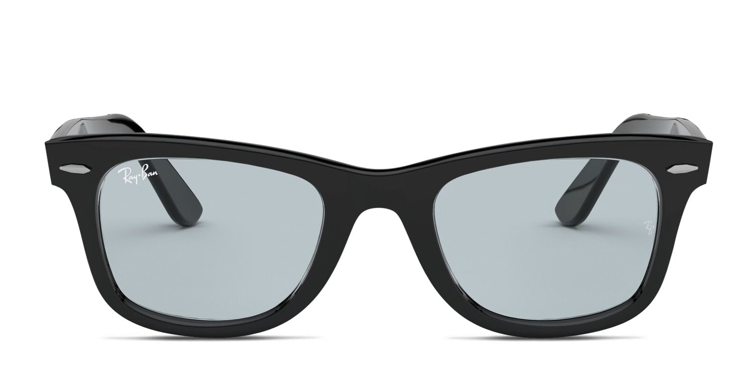 Ray-Ban RB2140F Wayfarer Shiny Black, Gray lenses. Lenses provide 100% ...