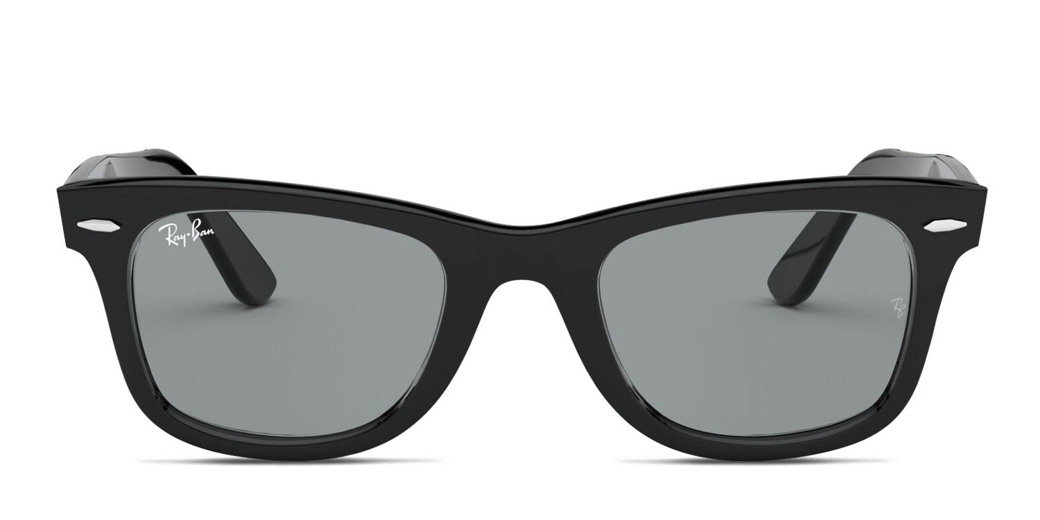 Ray-Ban RB2140F Wayfarer Shiny Black, Black, Green frame with green ...