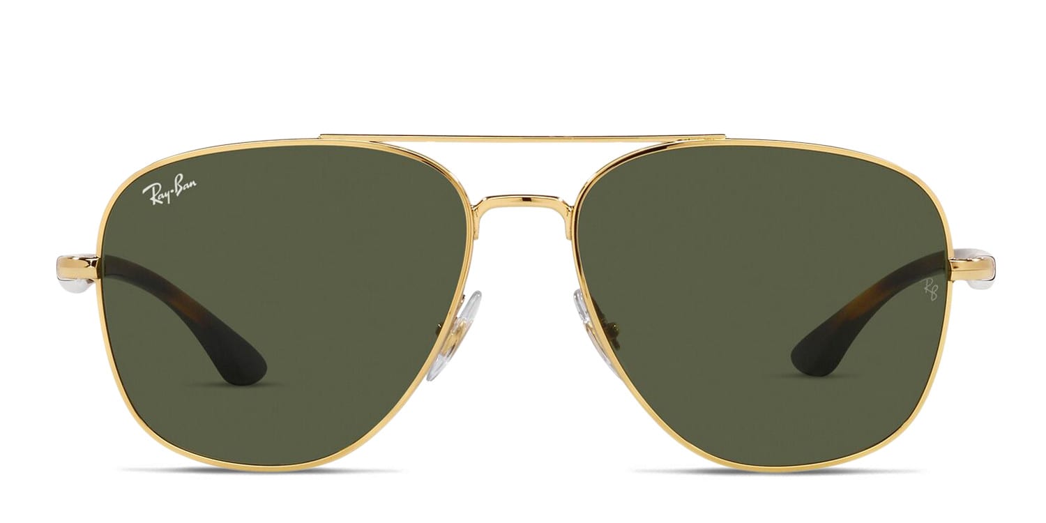 Ray-Ban RB3683 gold frame with green lenses. Lenses provide 100% UV ...