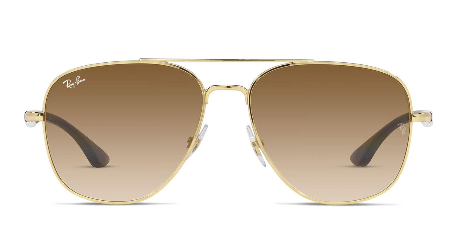 Ray-Ban RB3683 gold frame with clear gradient brown lenses. Lenses ...