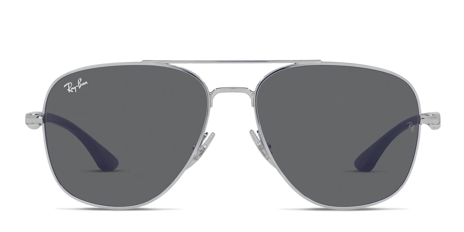 Ray-Ban RB3683 silver frame with dark grey lenses. Lenses provide 100% ...