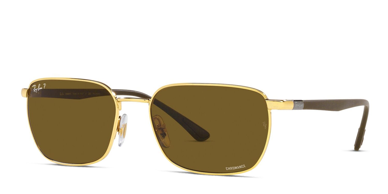 Ray-Ban RB3684CH gold frame with polarized brown lenses. Lenses provide ...