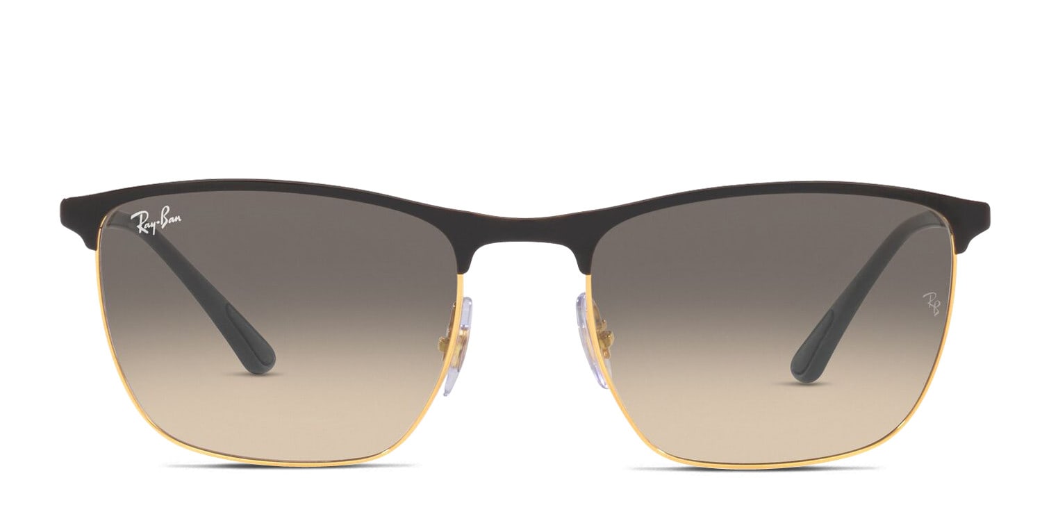 Ray-Ban RB3686 black, gold frame with clear gradient grey lenses ...