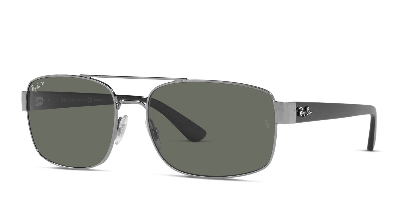 Ray-Ban RB3687 gunmetal frame with green polarized lenses. Lenses ...