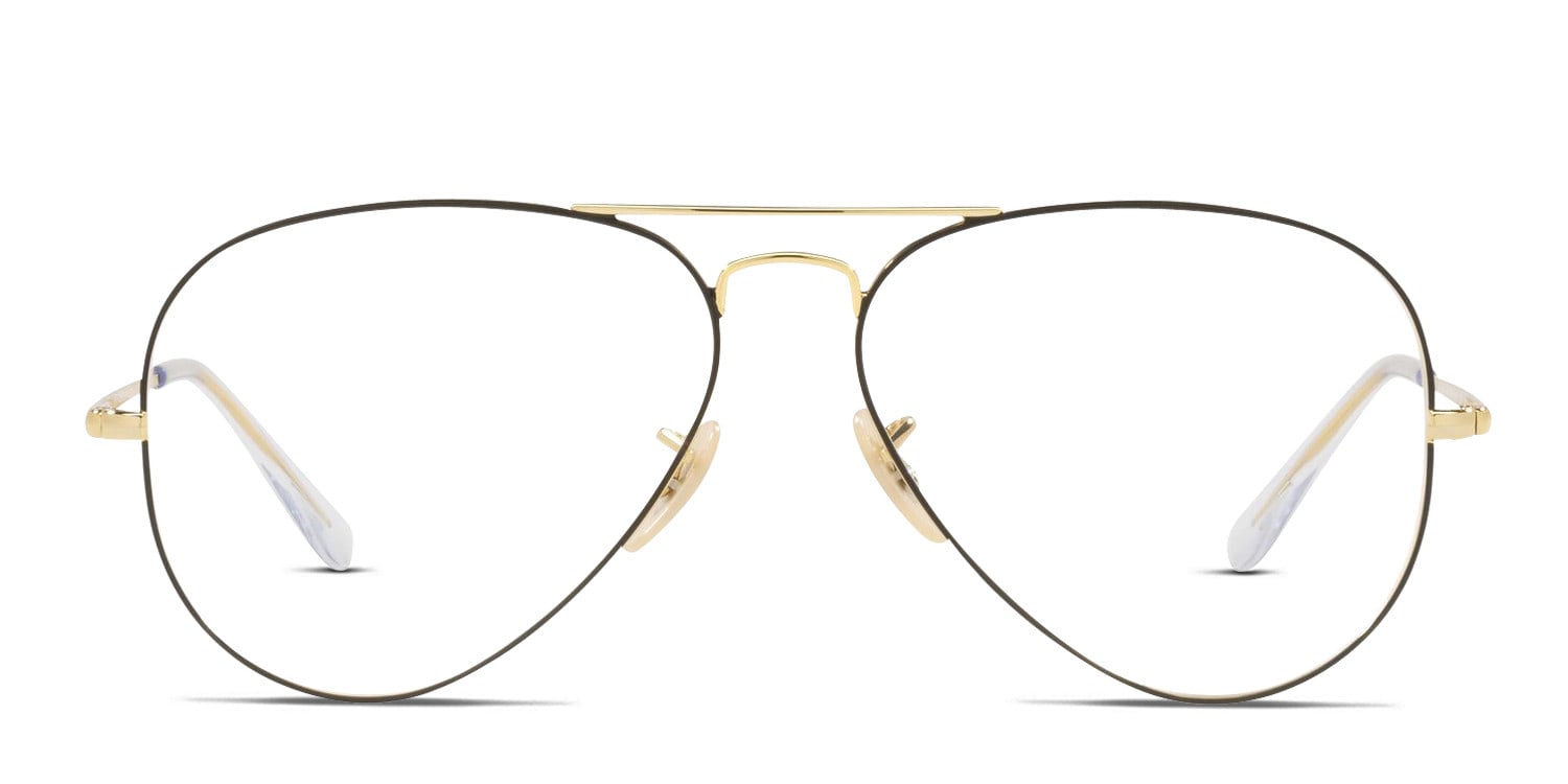 Ray-Ban RX6489 Aviator Matte Black/Gold Eyeglasses | Includes Free Rx ...