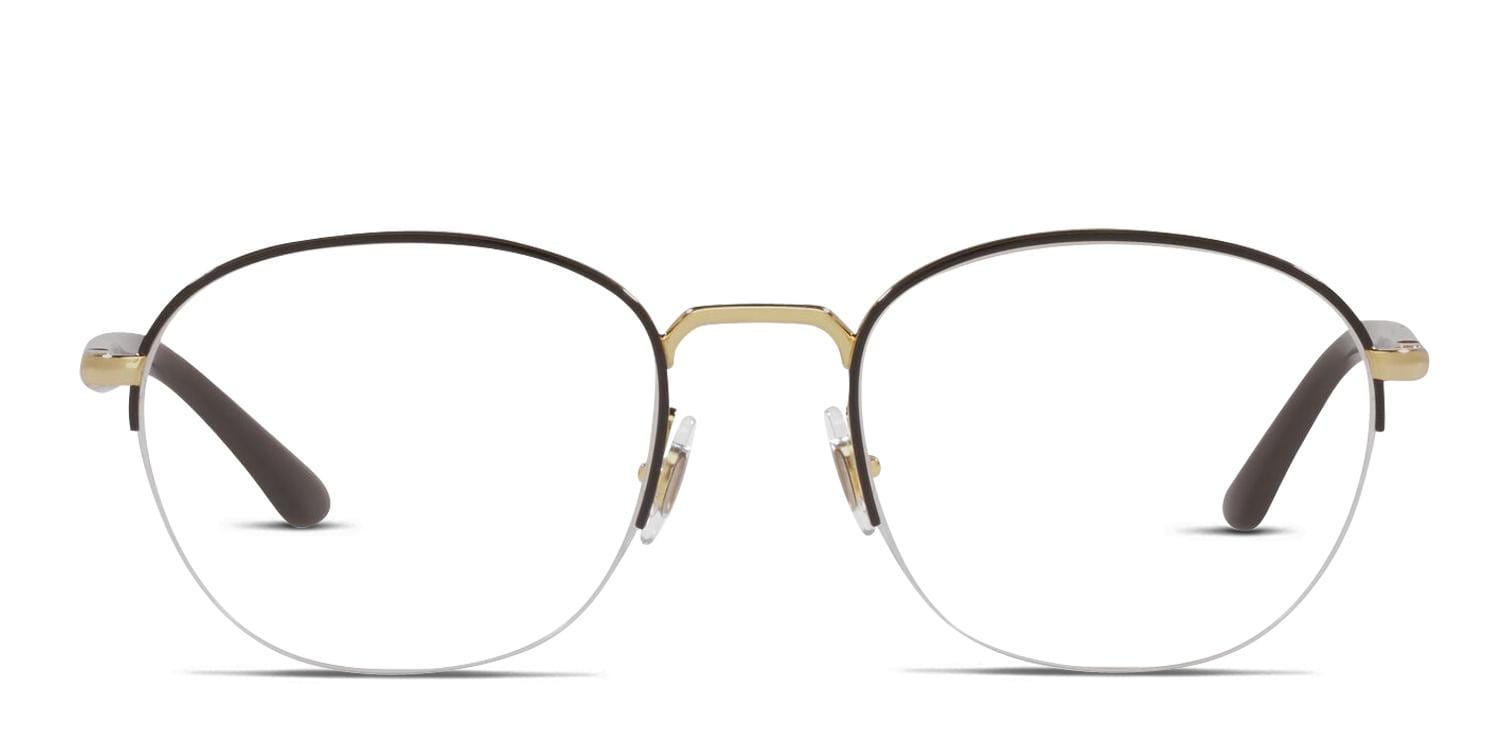 Ray-Ban RX6487 Brown/Gold Eyeglasses | Includes Free Rx Lenses ...
