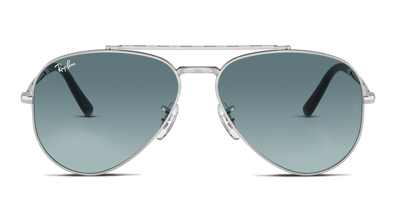 Ray-Ban RB3625 New Aviator silver frame with blue gradient grey lenses ...