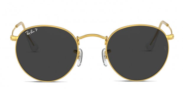 Ray Ban RB3447 Round Metal Gold Gray Sunglasses